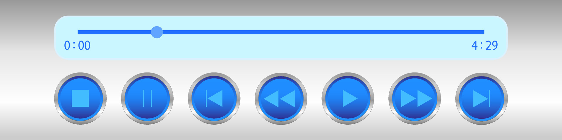 Media player playback panel template isolated on white background. audio player progress loading ...