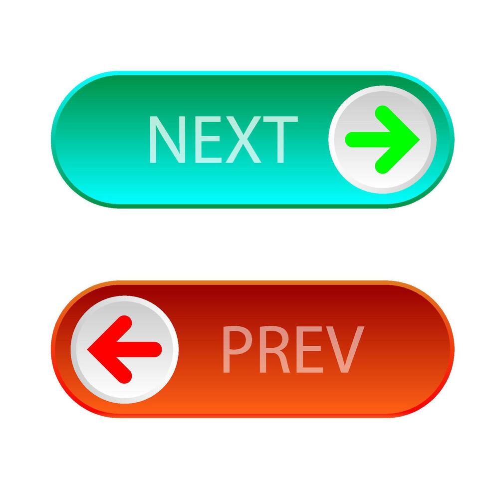 Previous and Next Web button set. Button with arrow icon. Illustration ...