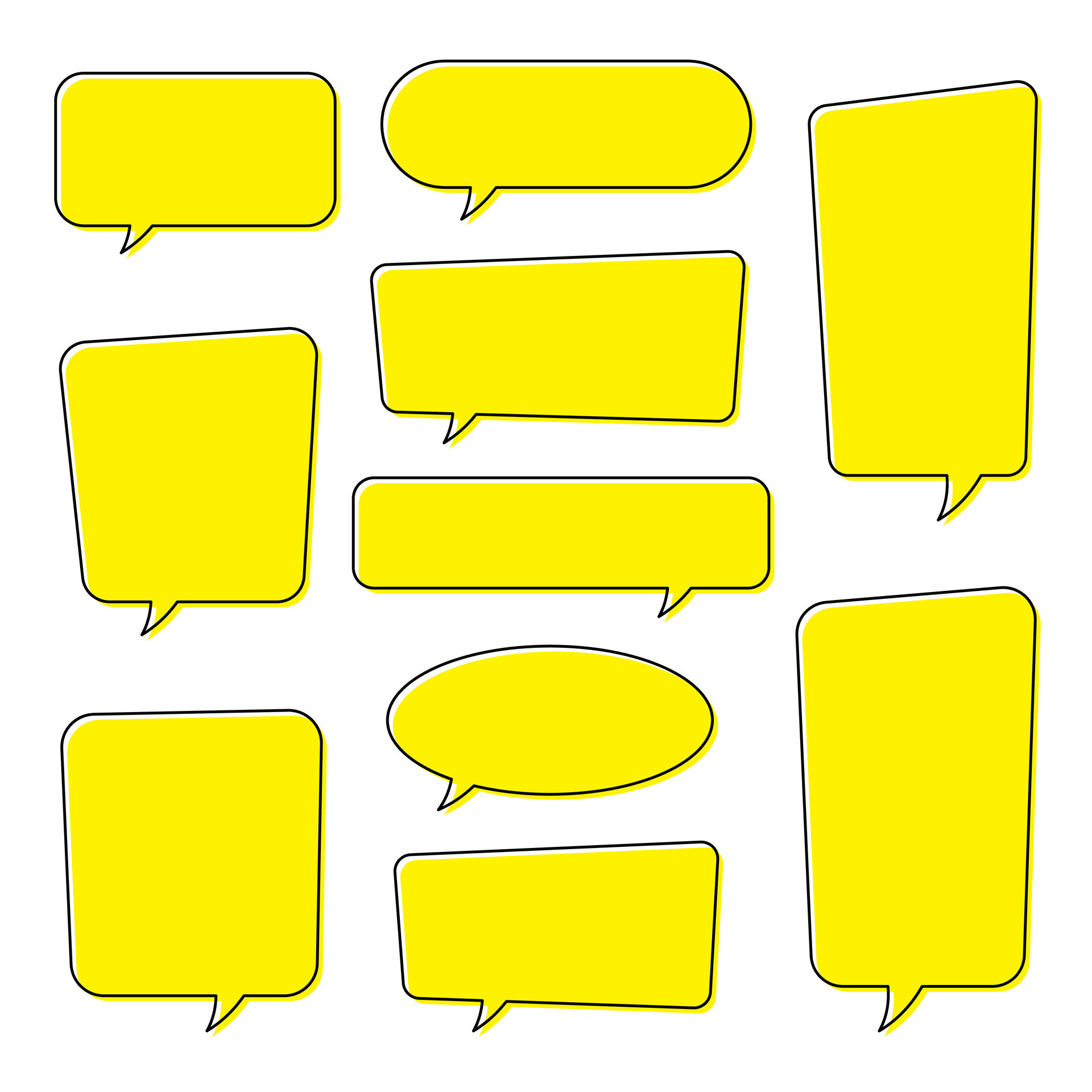 Chat bubble in yellow, quote background, Speech bubble, message box set ...
