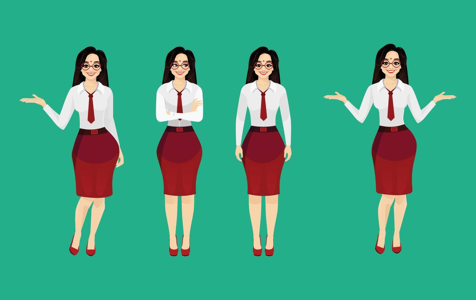 Set Of Indian Office Girl Characters Design 48967757 Vector Art At Vecteezy