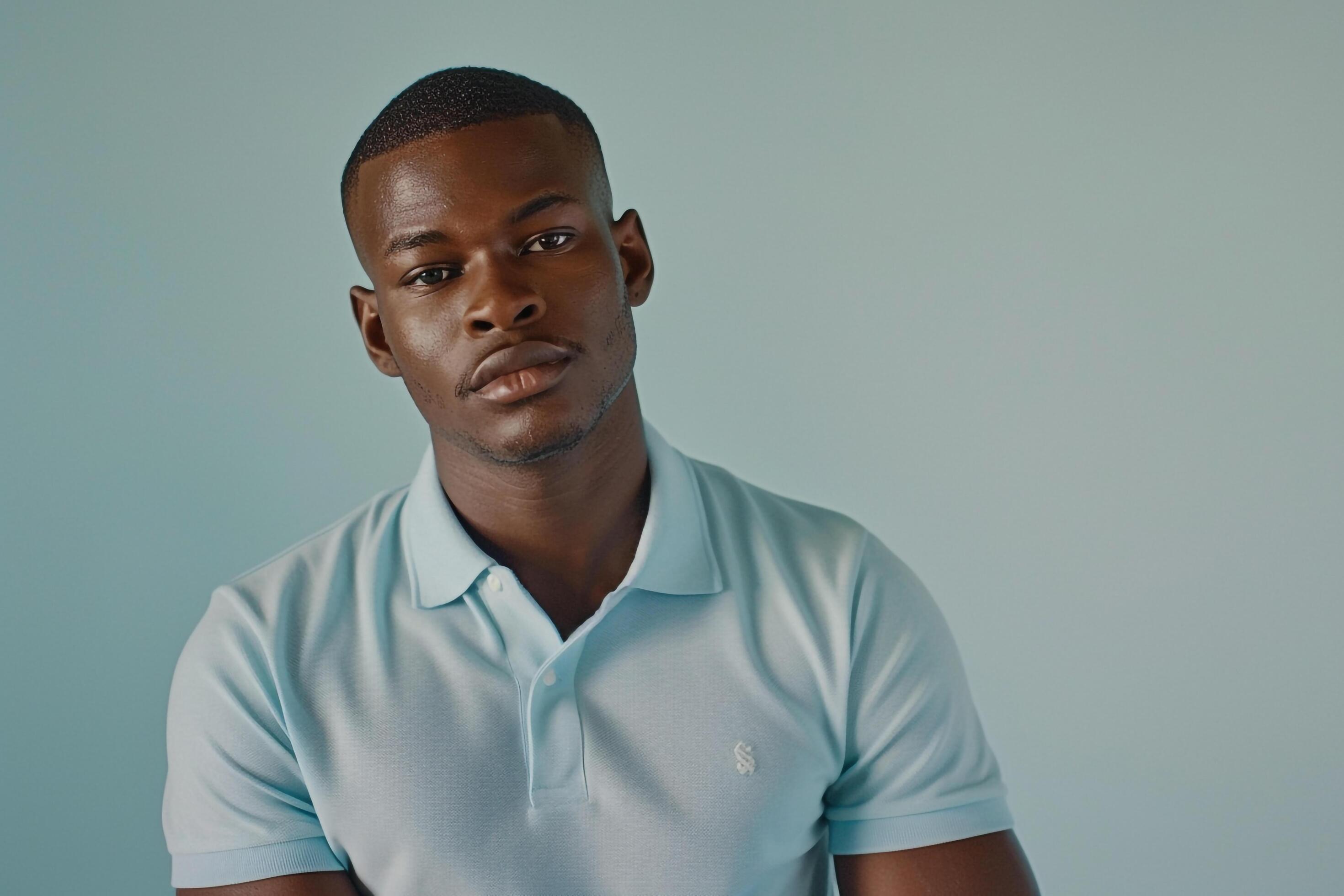 streetwear polo shirt male dress with apale blue male background featuring lifestyle Males ...