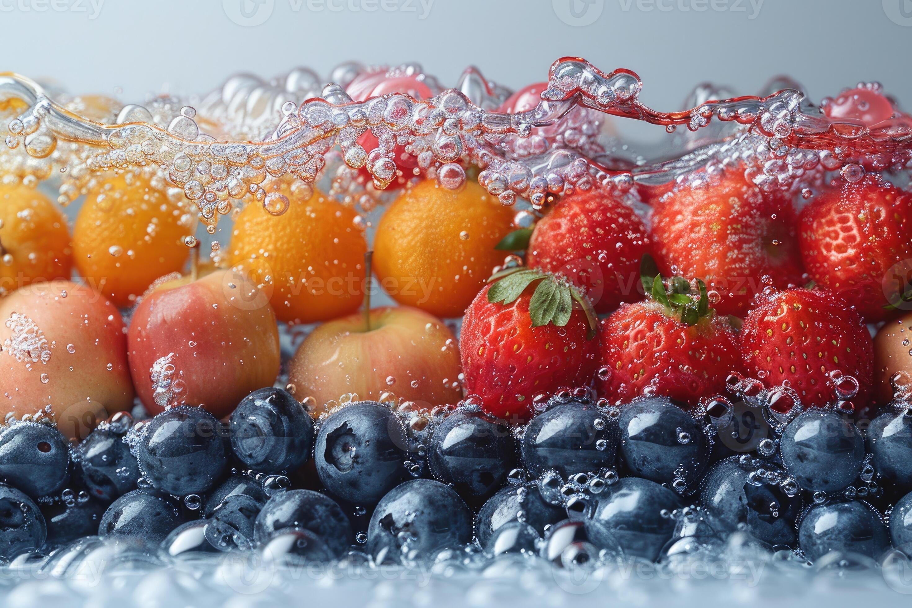 Fresh Fruits Submerged in Water with Bubbles 49000799 Stock Photo at Vecteezy