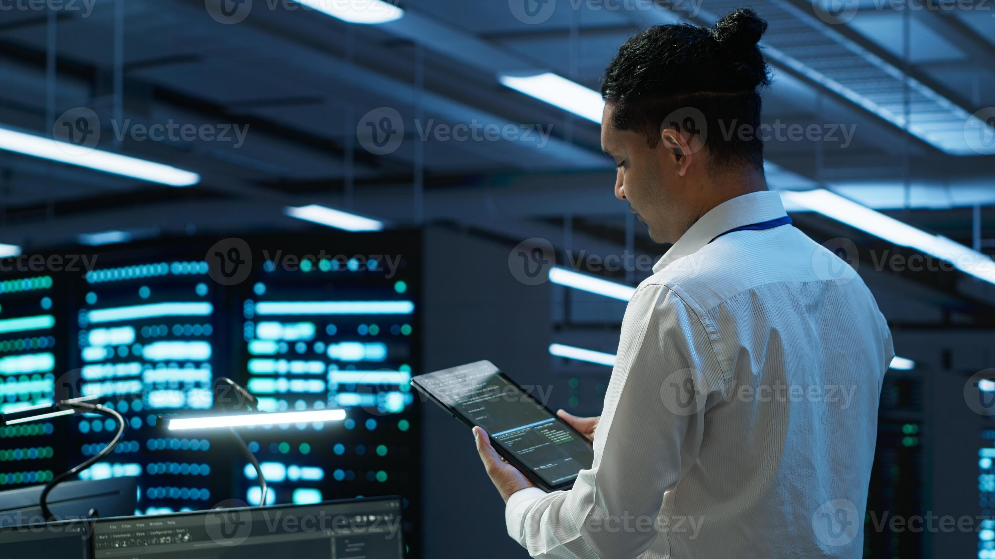 System Administrator Overseeing Data Center Making Improvements And Updates To Ensure System