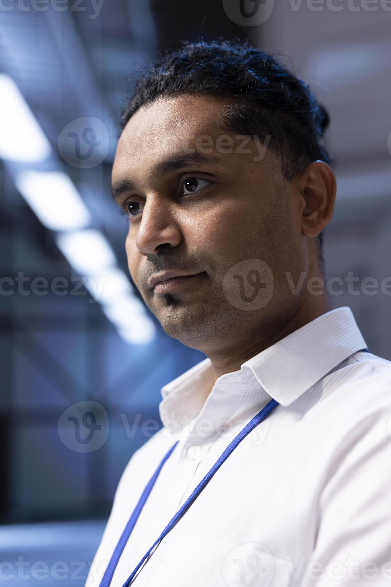 Technician Making Sure High Tech Facility Data Center Is Appropriately Equipped To Provide