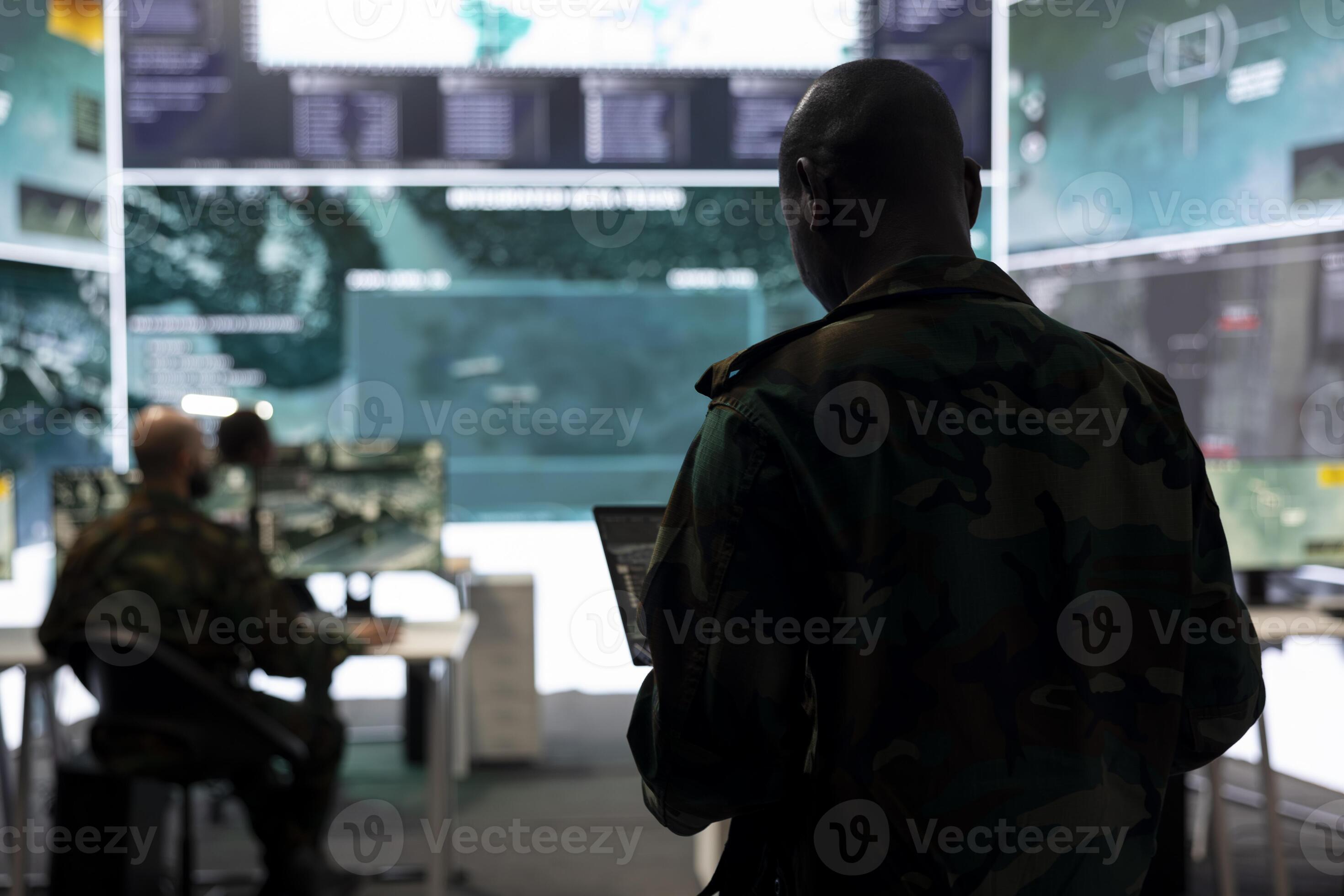 Infantry Unit Soldier Gathering Intelligence For The Field Mission Operating High Tech