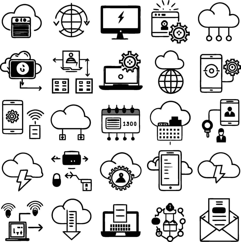 cloud computing icons set on white 49016300 Vector Art at Vecteezy cloud computing icons set on white 49016300 Vector Art at Vecteezy