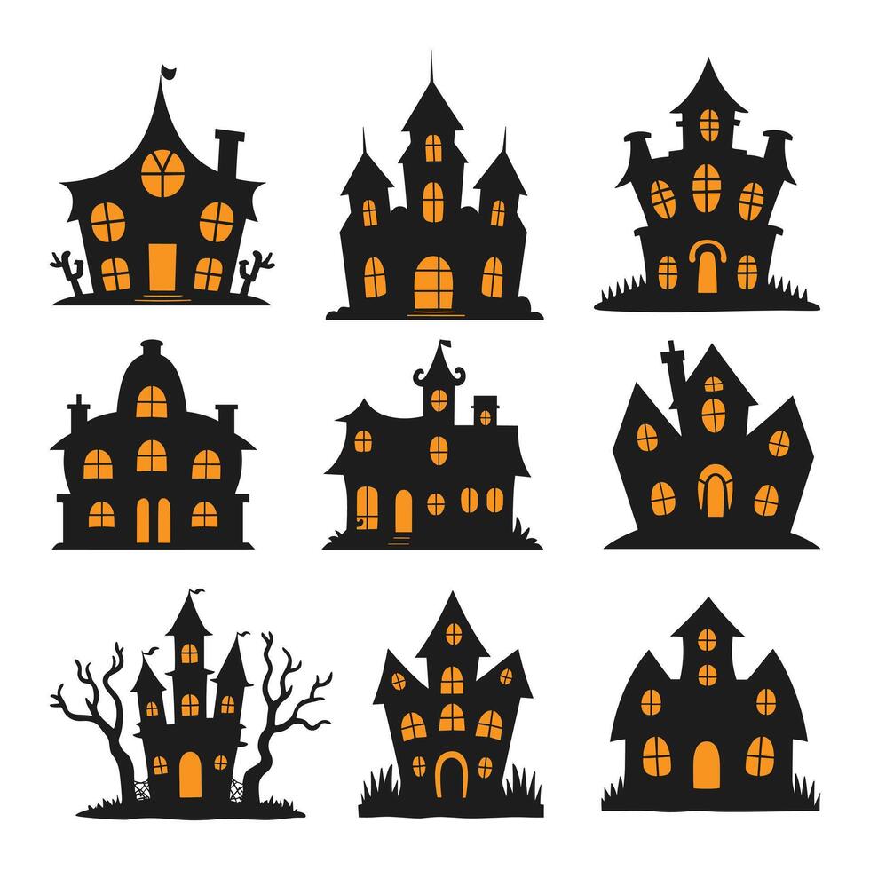 Haunted House Silhouettes Collection 49016903 Vector Art at Vecteezy