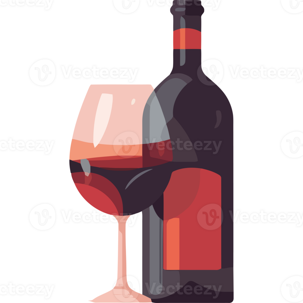 A Bottle Of Wine And A Glass Of Red Wine 49027004 Png
