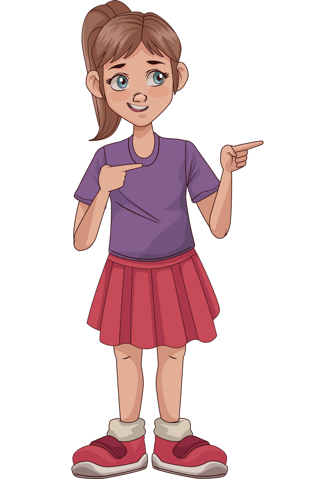 Cartoon girl pointing at something 49027551 PNG