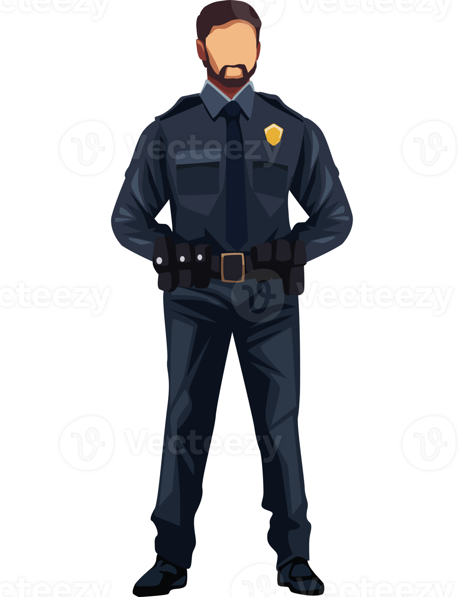 Police Officer Standing With His Hands On His Hips 49027687 Png