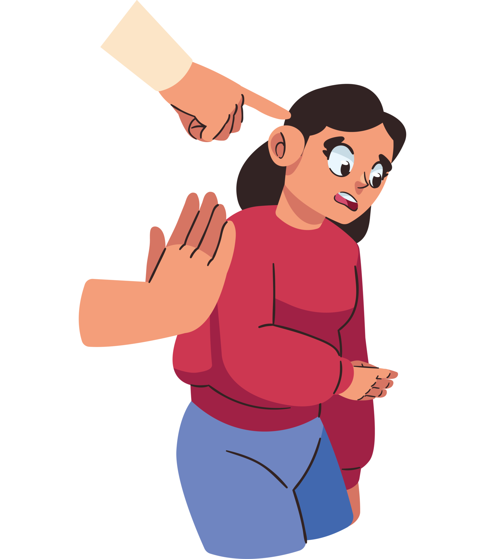 A cartoon woman is being pushed by a man 49030330 PNG