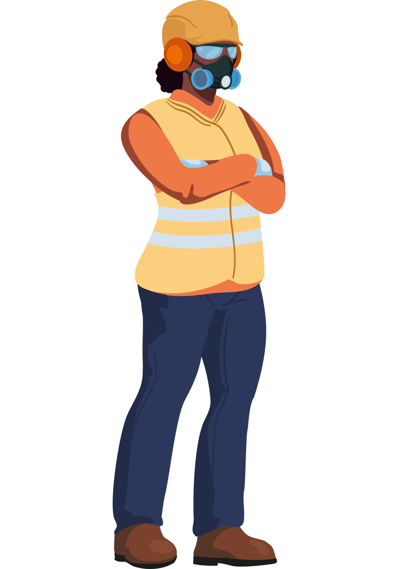 A Cartoon Man Wearing A Gas Mask And A Yellow Vest 49030847 Png