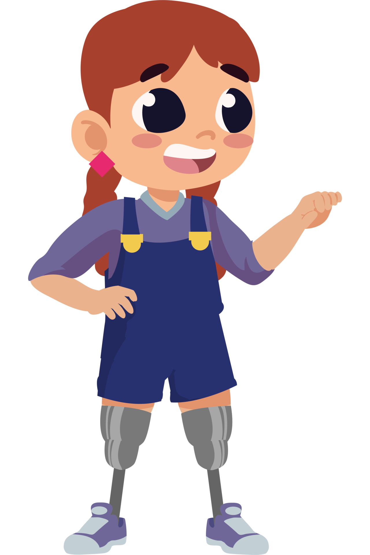 Cartoon Girl With Prosthetic Leg Pointing 49030882 Png
