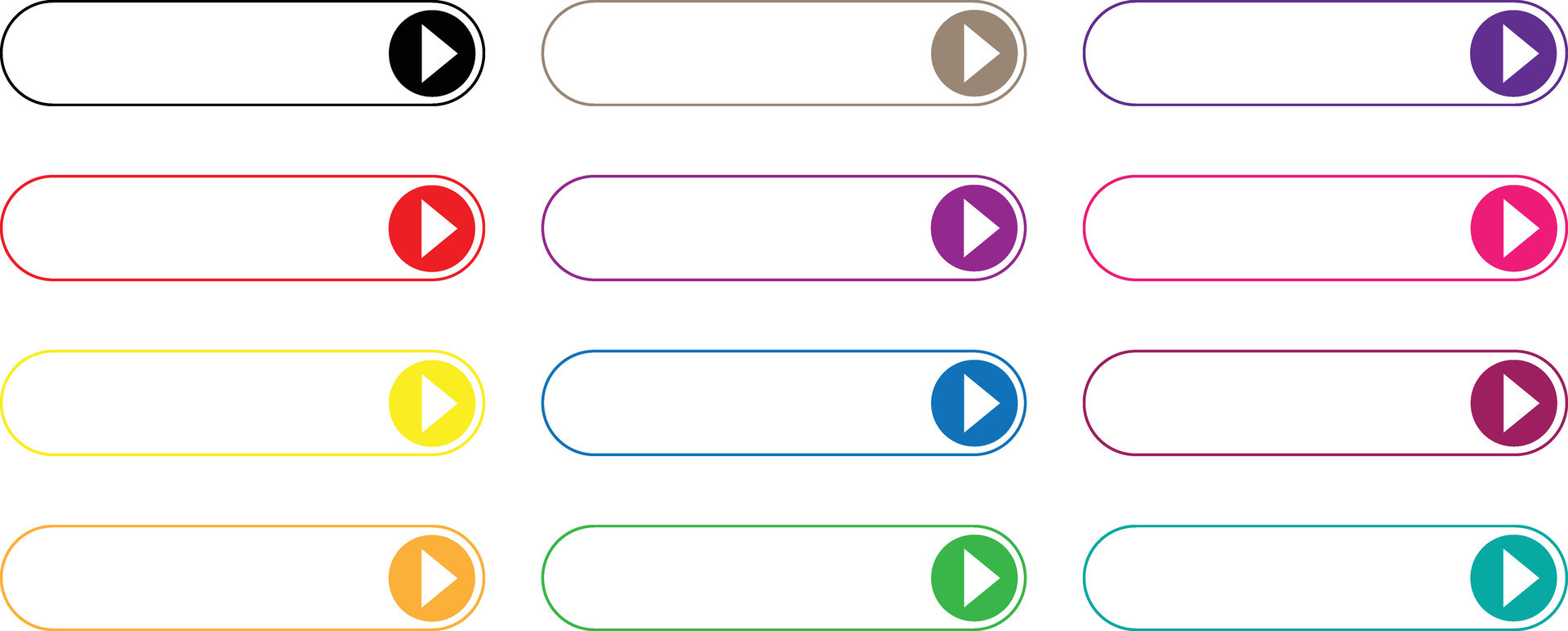 Set Of Different Color Outline Buttons With Arrow Web Menu Buttons 0617
