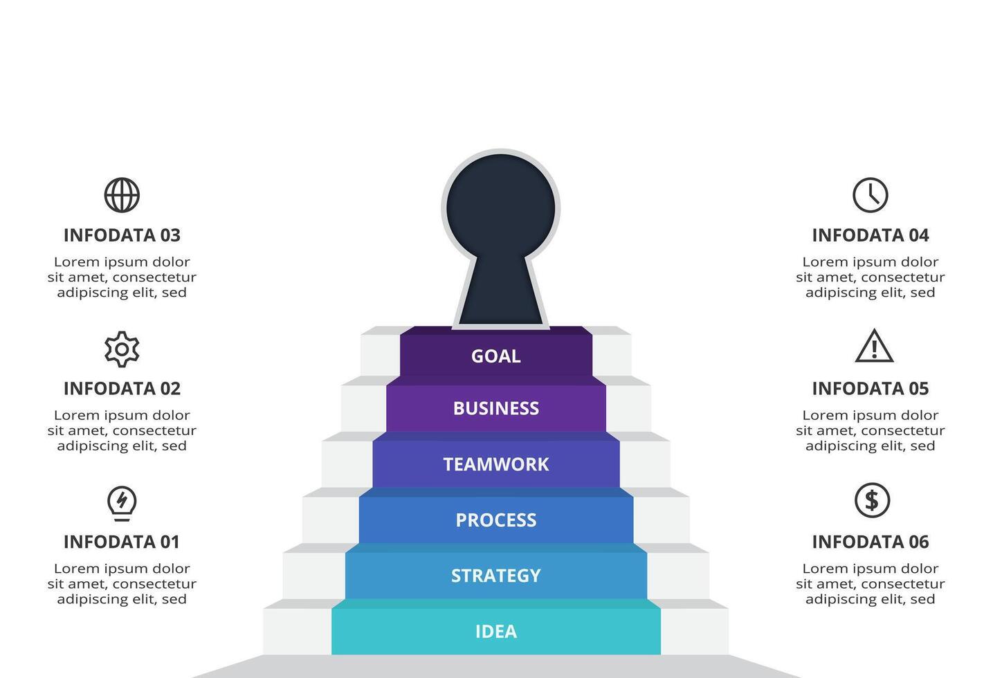 Key with 6 elements, infographic template for web, business, presentations, illustration ...