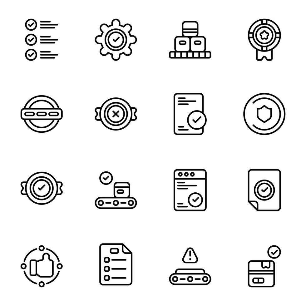 Quality Control icon set. Includes approval, checking, evaluation, product, rejected, and More ...