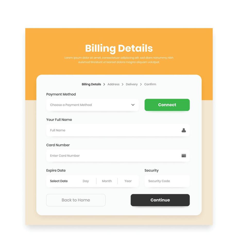 Billing Form And Add Payment Web User Interface Design Template 49053231 Vector Art At Vecteezy