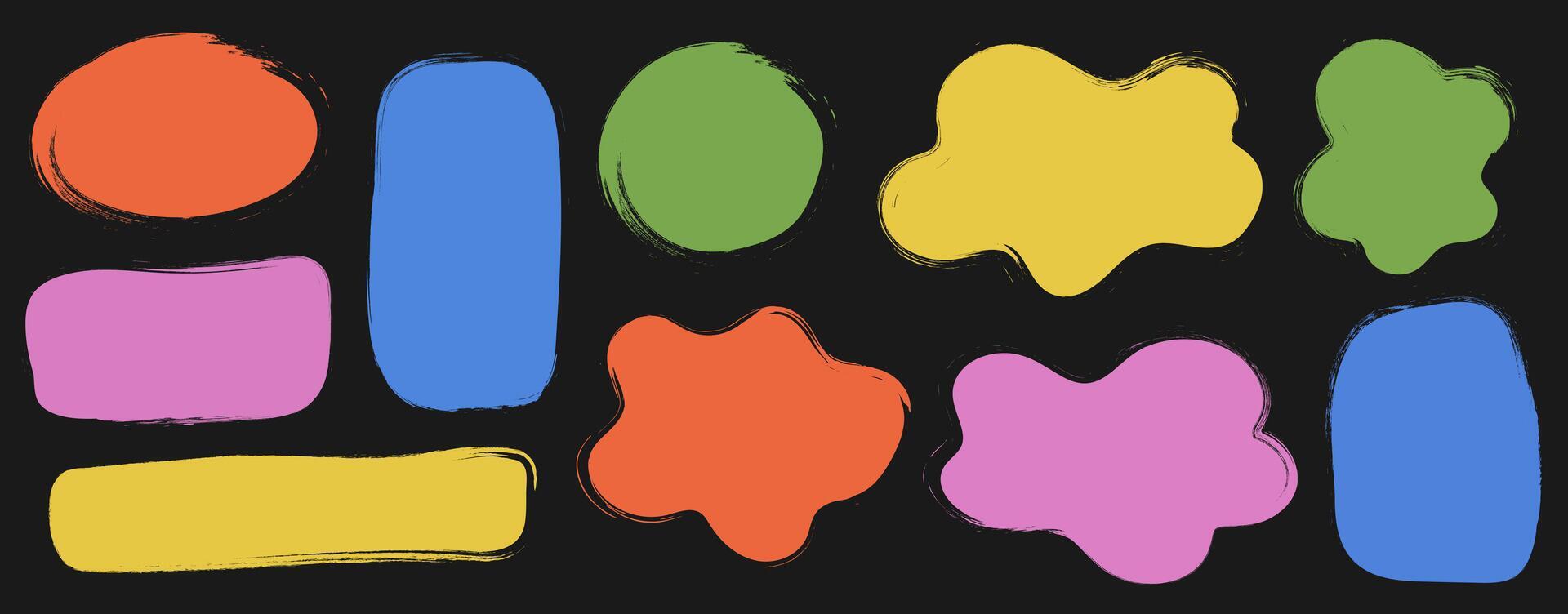 Set Of Groovy Zigzag Wavy Figure Rectangular Organic Playful Shapes With Textured Border Art