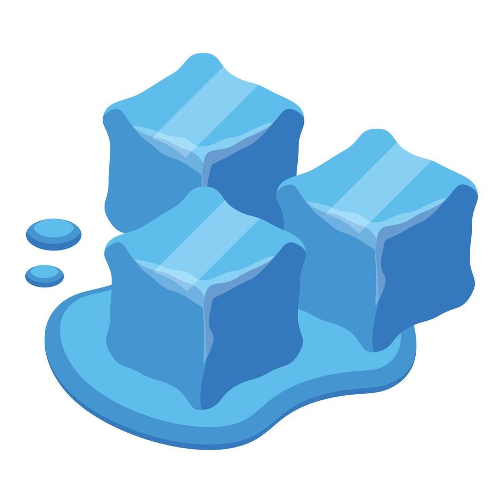 Three ice cubes melting on a water puddle 49056834 Vector Art at Vecteezy