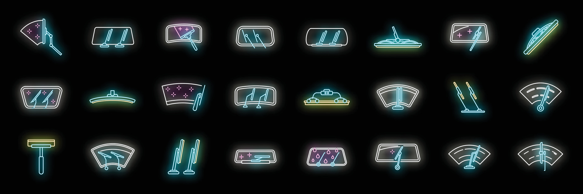 Windshield wiper icons set vector neon 49059364 Vector Art at Vecteezy Windshield wiper icons set vector neon 49059364 Vector Art at Vecteezy