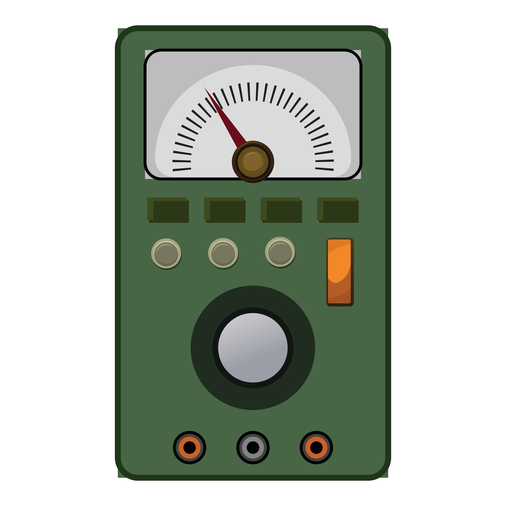 Analog measuring device with buttons and knobs showing current value on ...