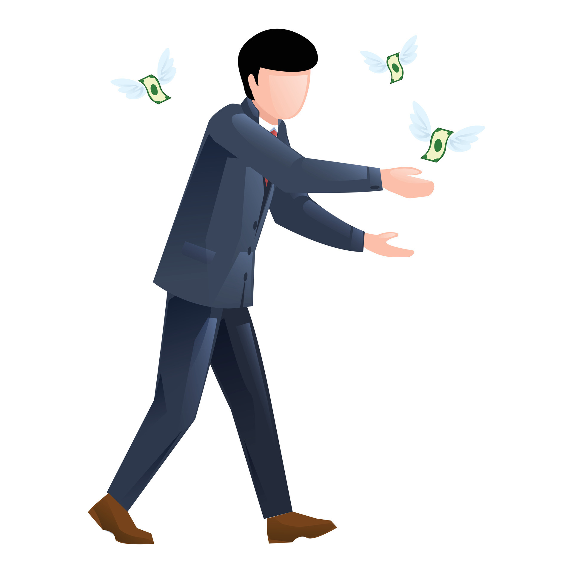 Businessman trying to catch flying money bills 49063600 Vector Art at ... Businessman trying to catch flying money bills 49063600 Vector Art at ...