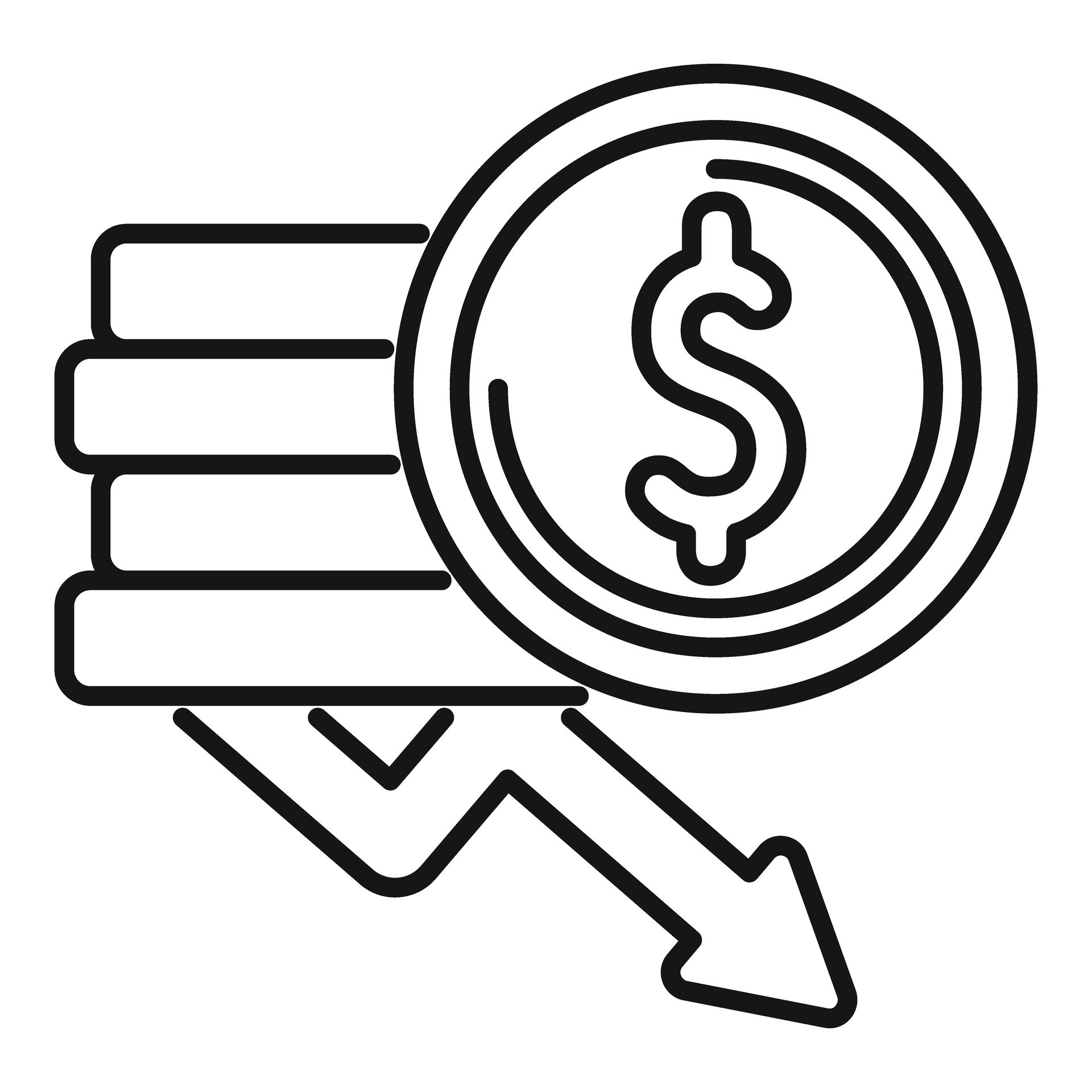 Dollar coin decreasing showing money crisis icon vector outline ... Dollar coin decreasing showing money crisis icon vector outline ...