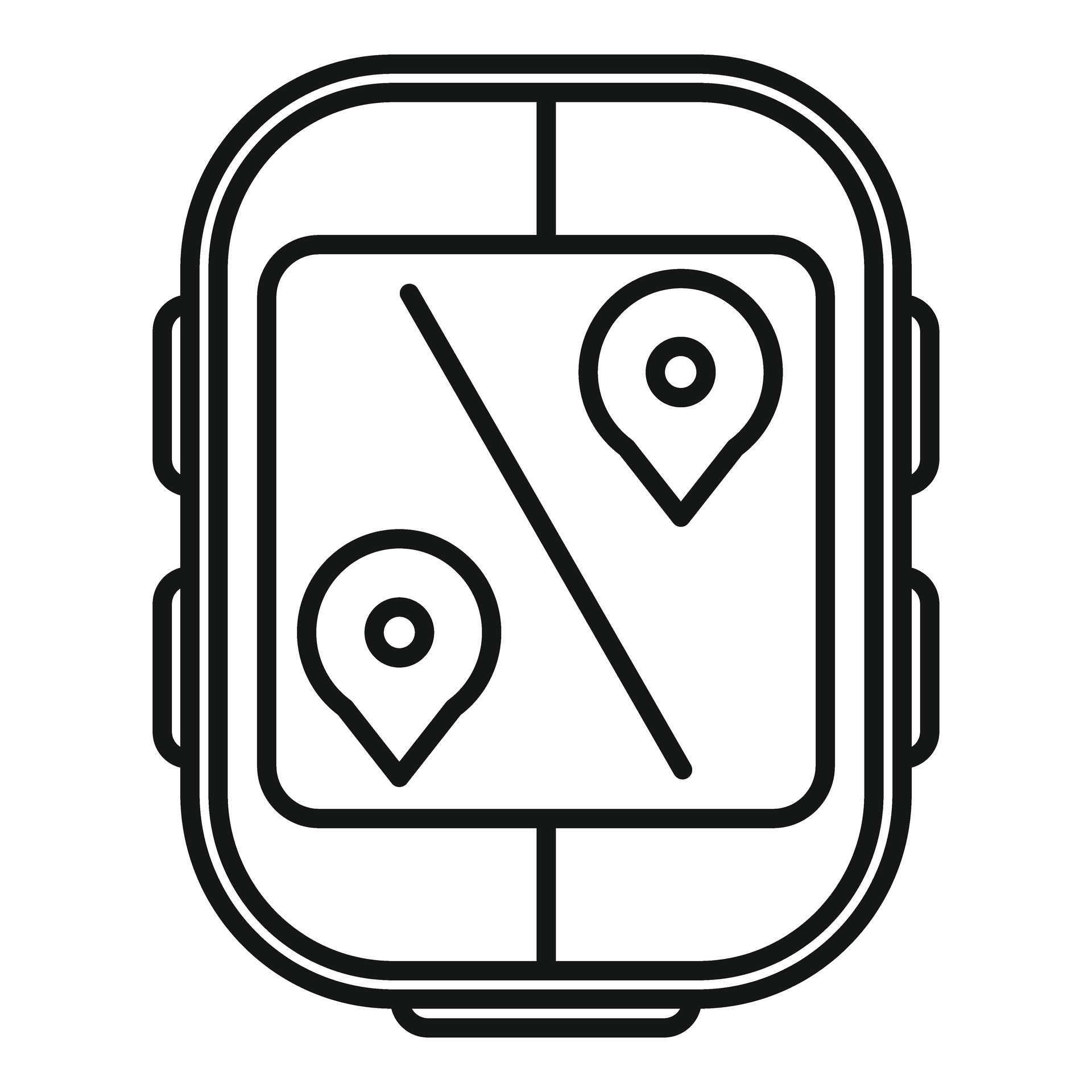 Gps navigator device showing route with two location pins on screen 49064801 Vector Art at Vecteezy