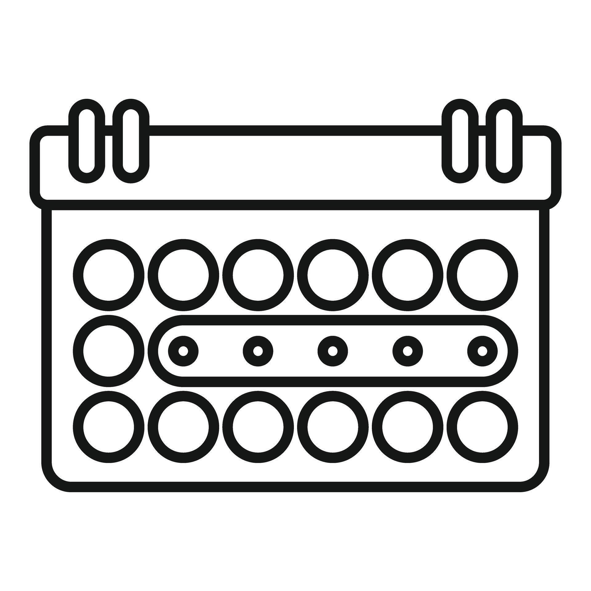 Calendar showing week days with selected week icon vector outline ...