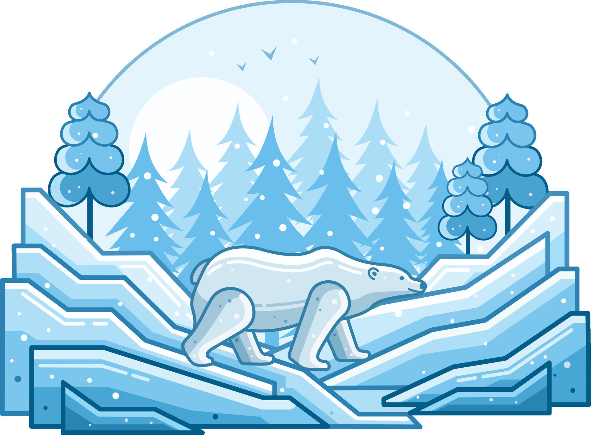 White Polar Bear Winter Line Illustration 49068982 Vector Art at Vecteezy
