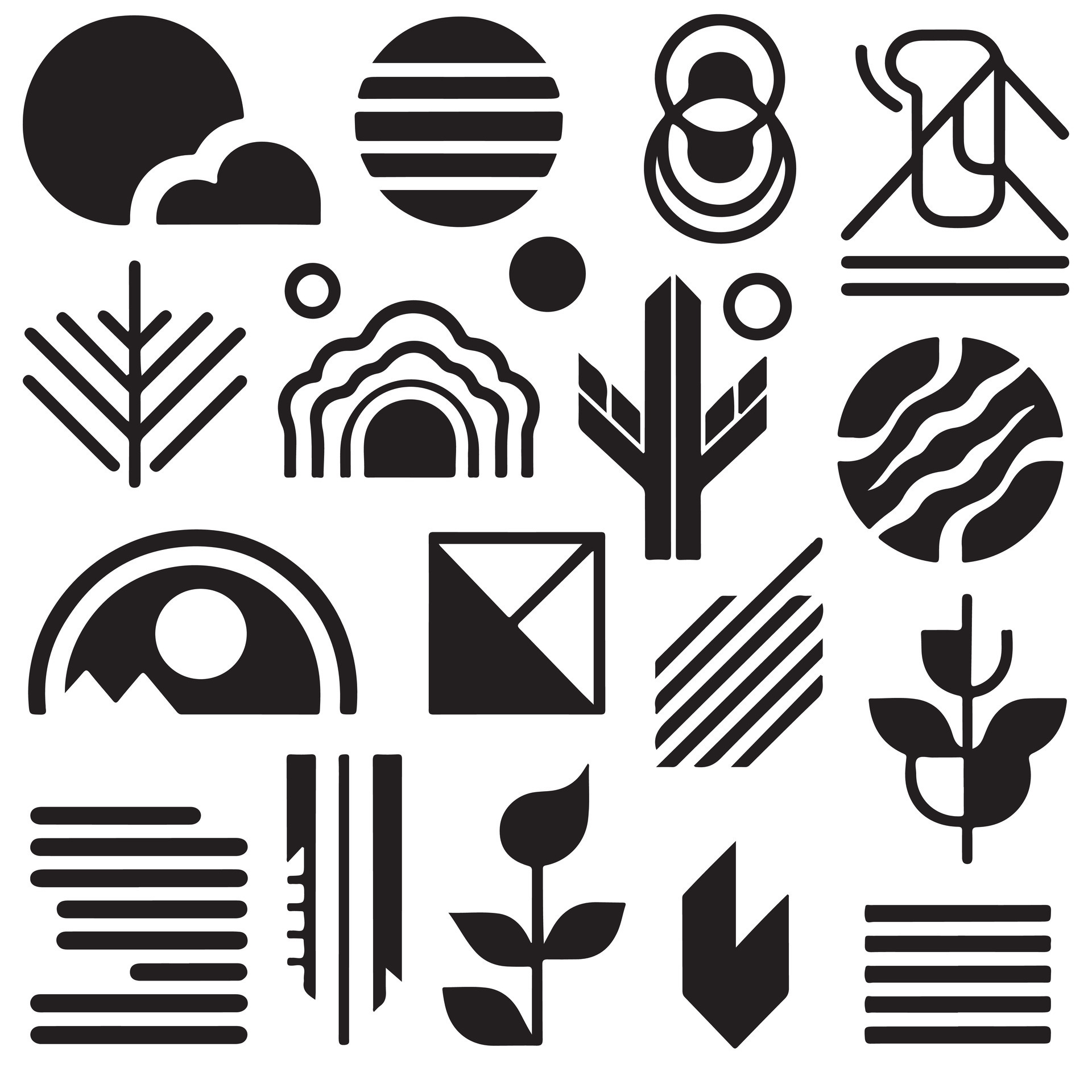 black Brutalist geometric shapes, modern symbols. Simple primitive ...