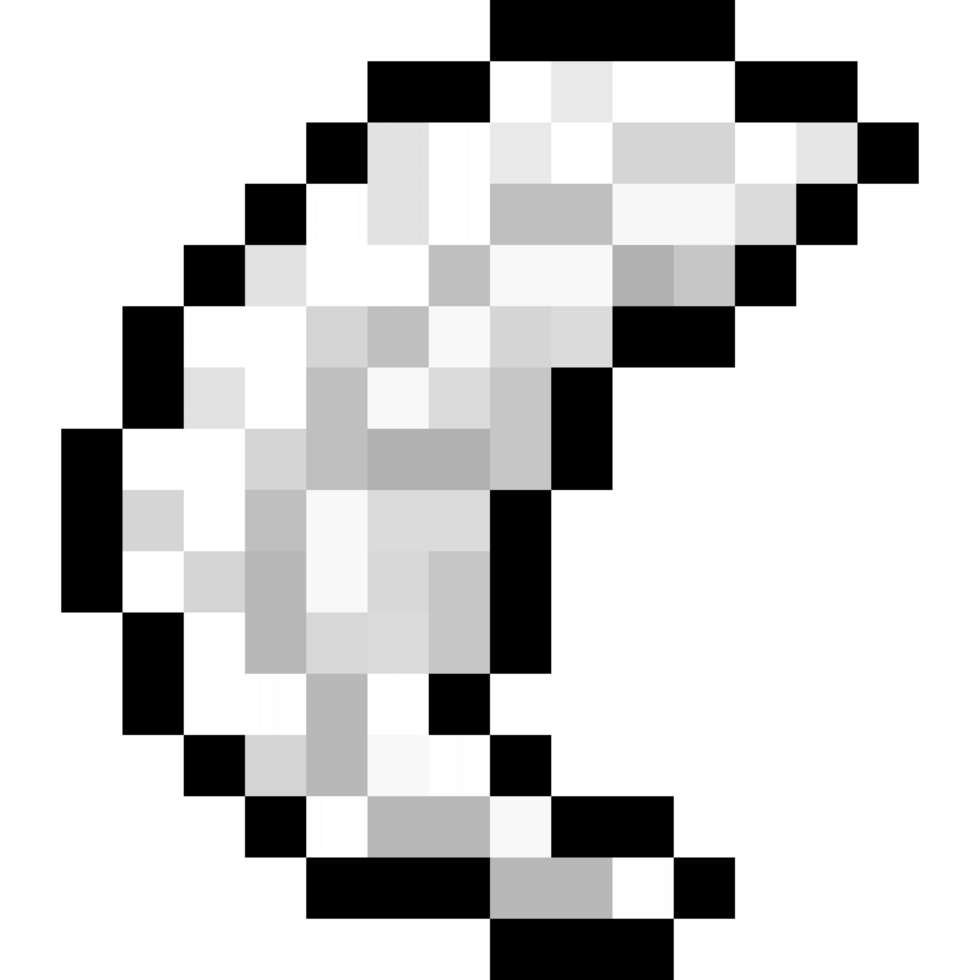 A retro-styled pixel-art illustration of a white feather. 49079821 PNG