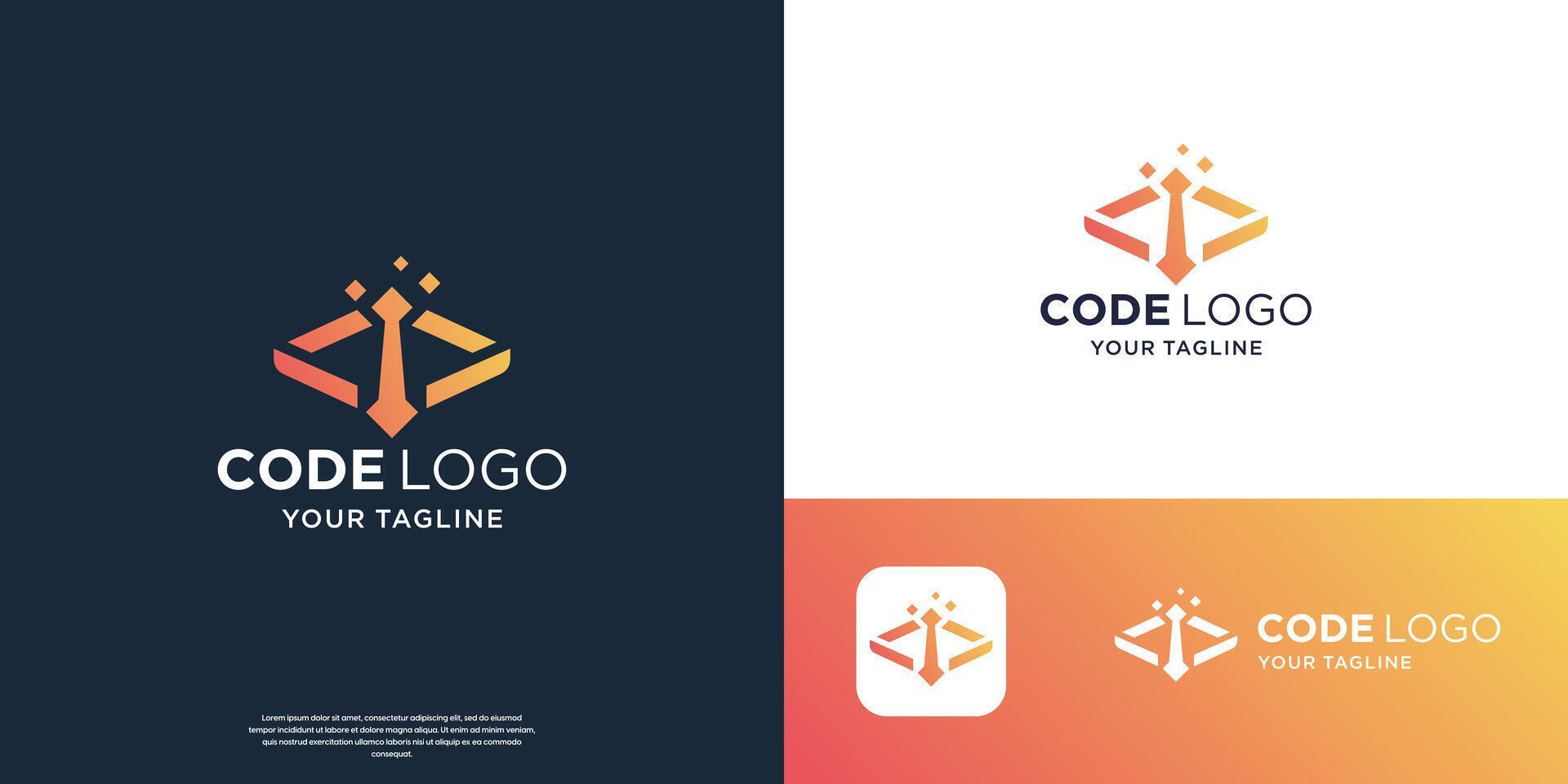 modern logos of code digital for coding, programming gradient logo ...