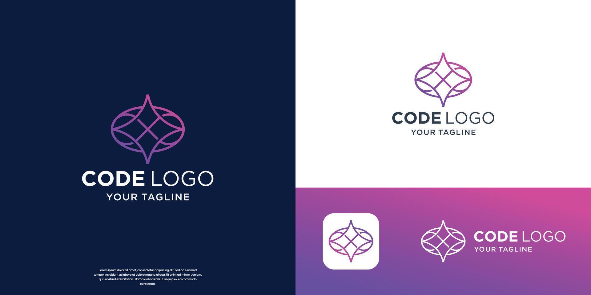 minimalist of coding logo design elements style with infinity line art ...