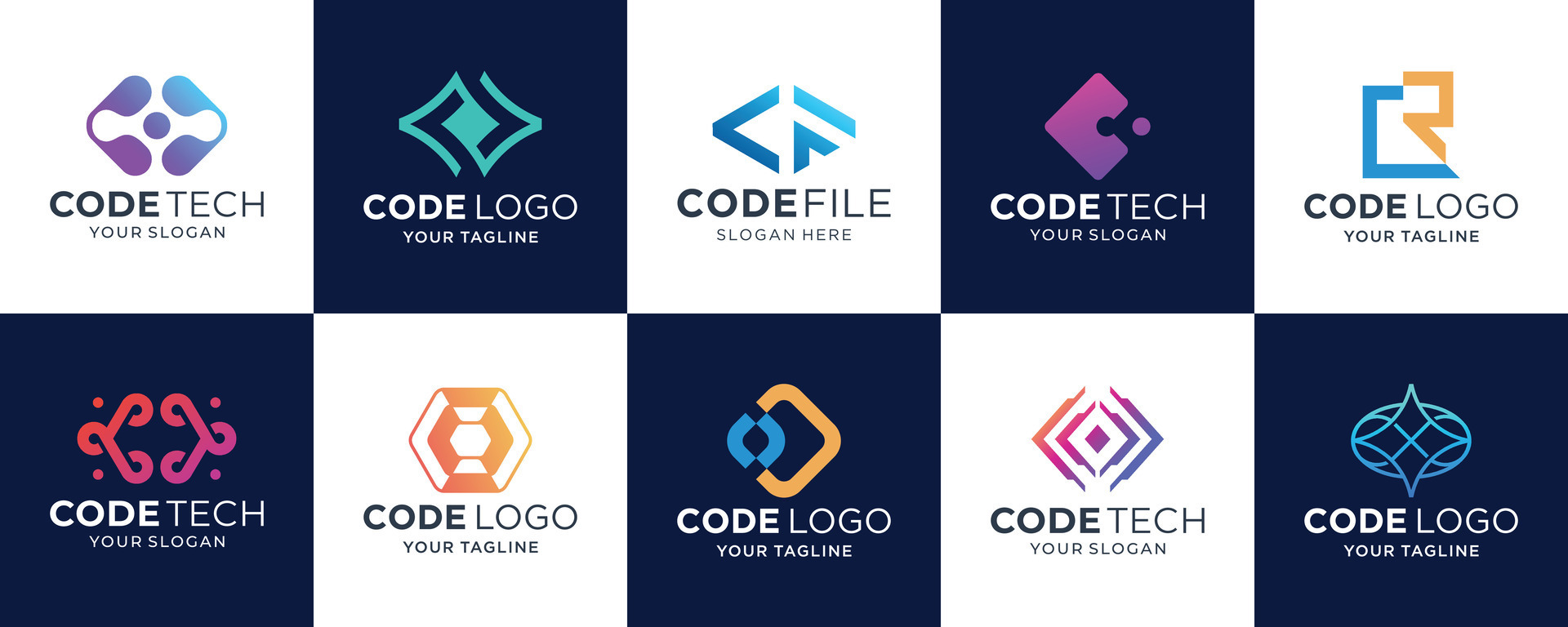 conjunto de codificación logo diseños plantilla, moderno código logo ...