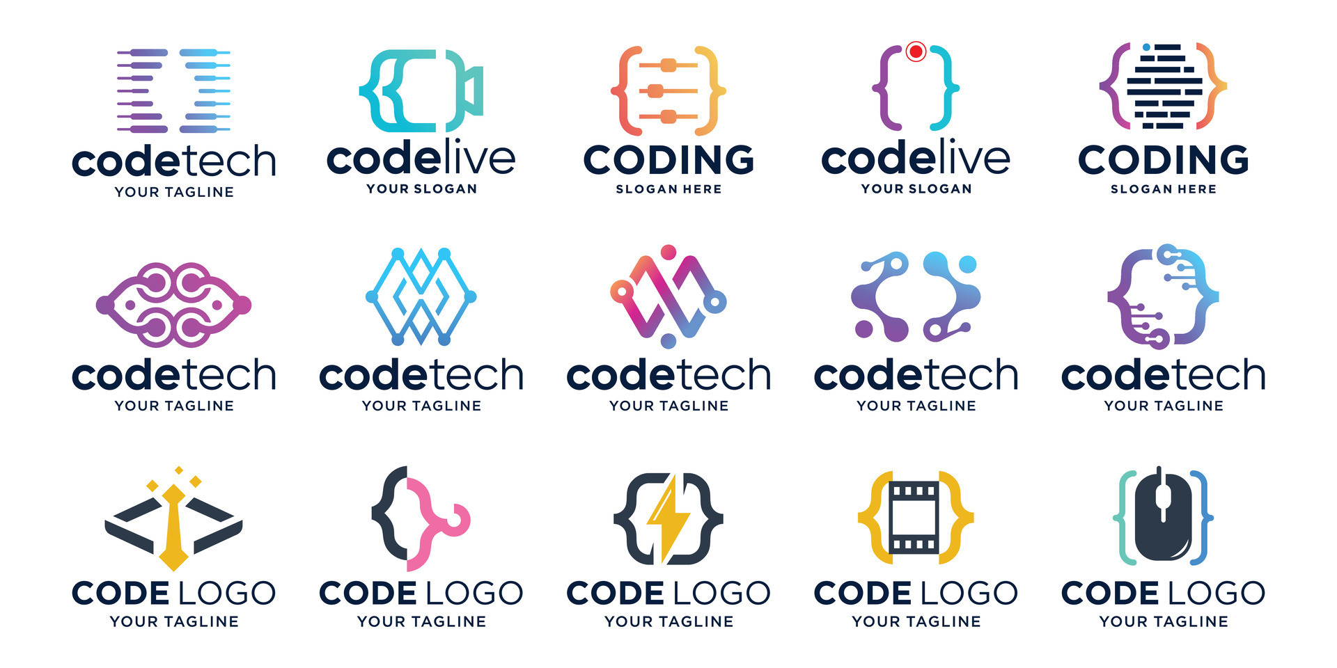 conjunto de resumen codificación logo diseños plantilla, moderno ...