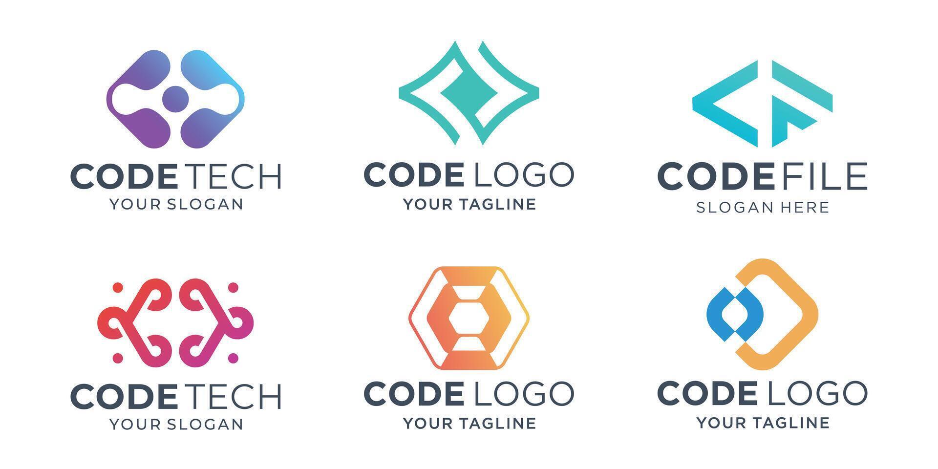 Set Of Abstract Coding Logo Template Design 49080963 Vector Art At Vecteezy