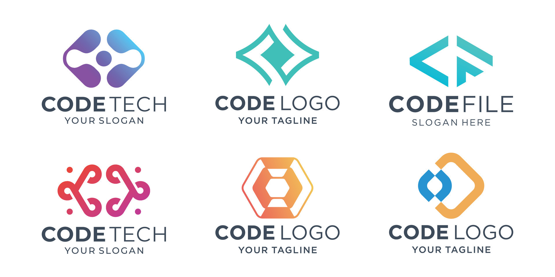 set of abstract coding logo template design. 49080963 Vector Art at ...