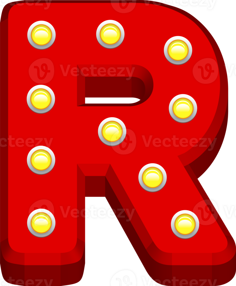 3d Rojo Cine Ligero Bulbo Alfabeto Letra R 49081707 Png