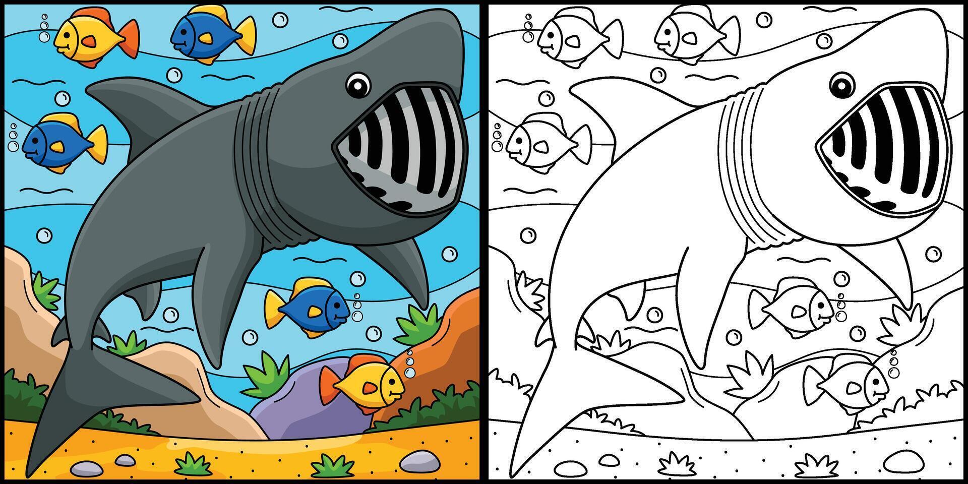 Basking Shark Coloring Page Colored Illustration 49083242 Vector Art At Vecteezy
