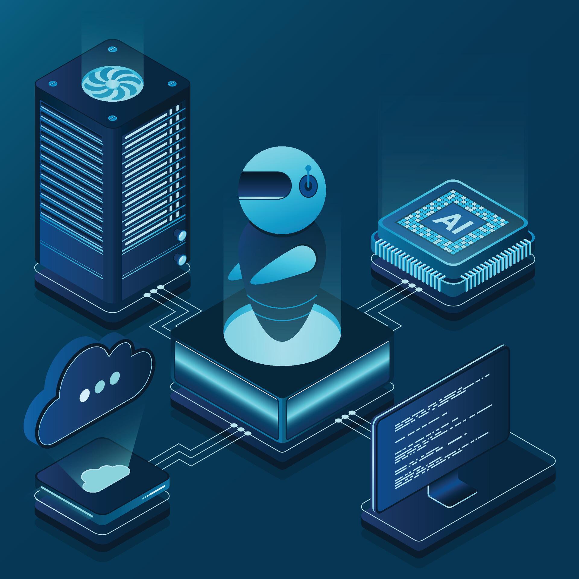 Artificial intelligence robot. System analysis. Big data processing ...