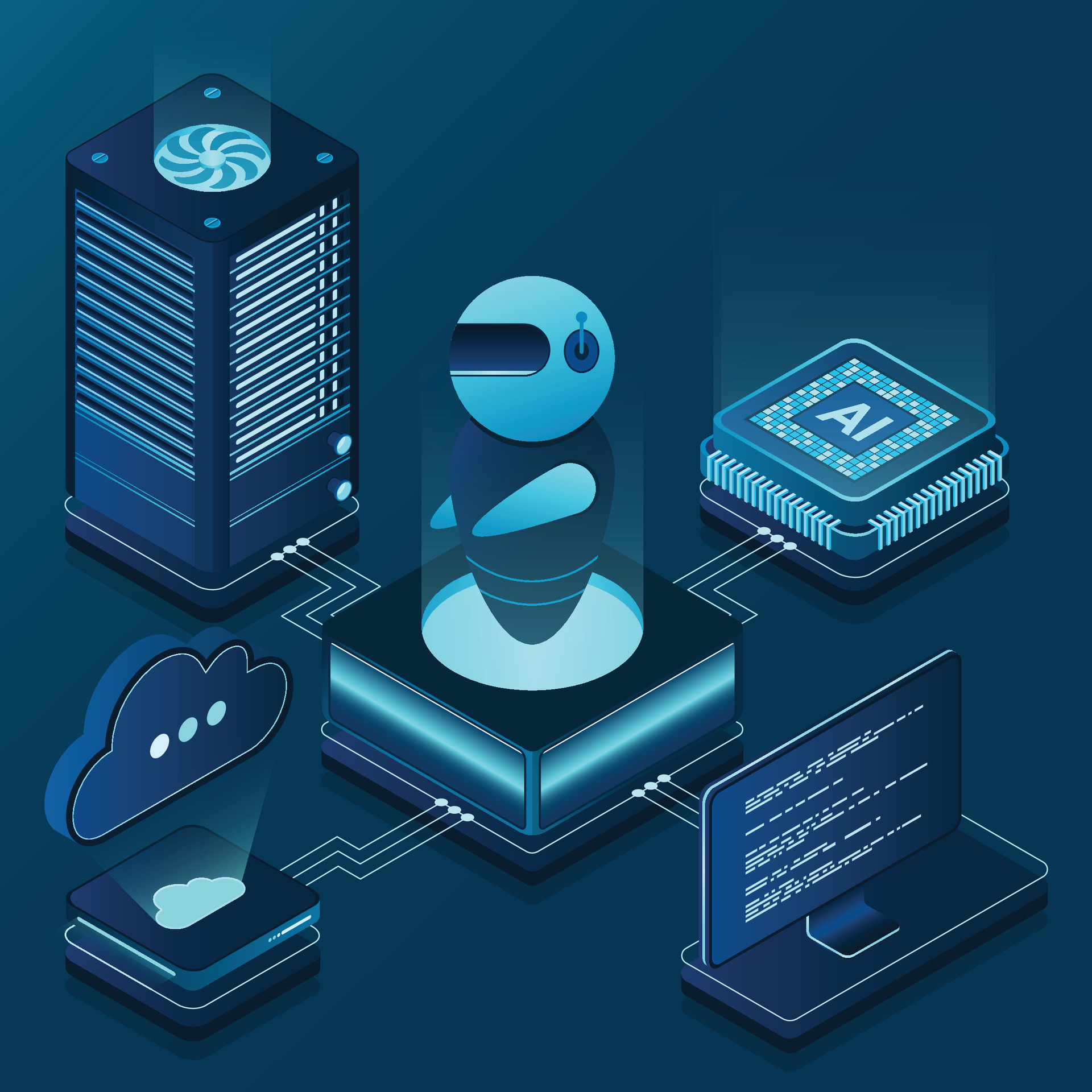 artificial inteligencia robot. sistema análisis. grande datos ...