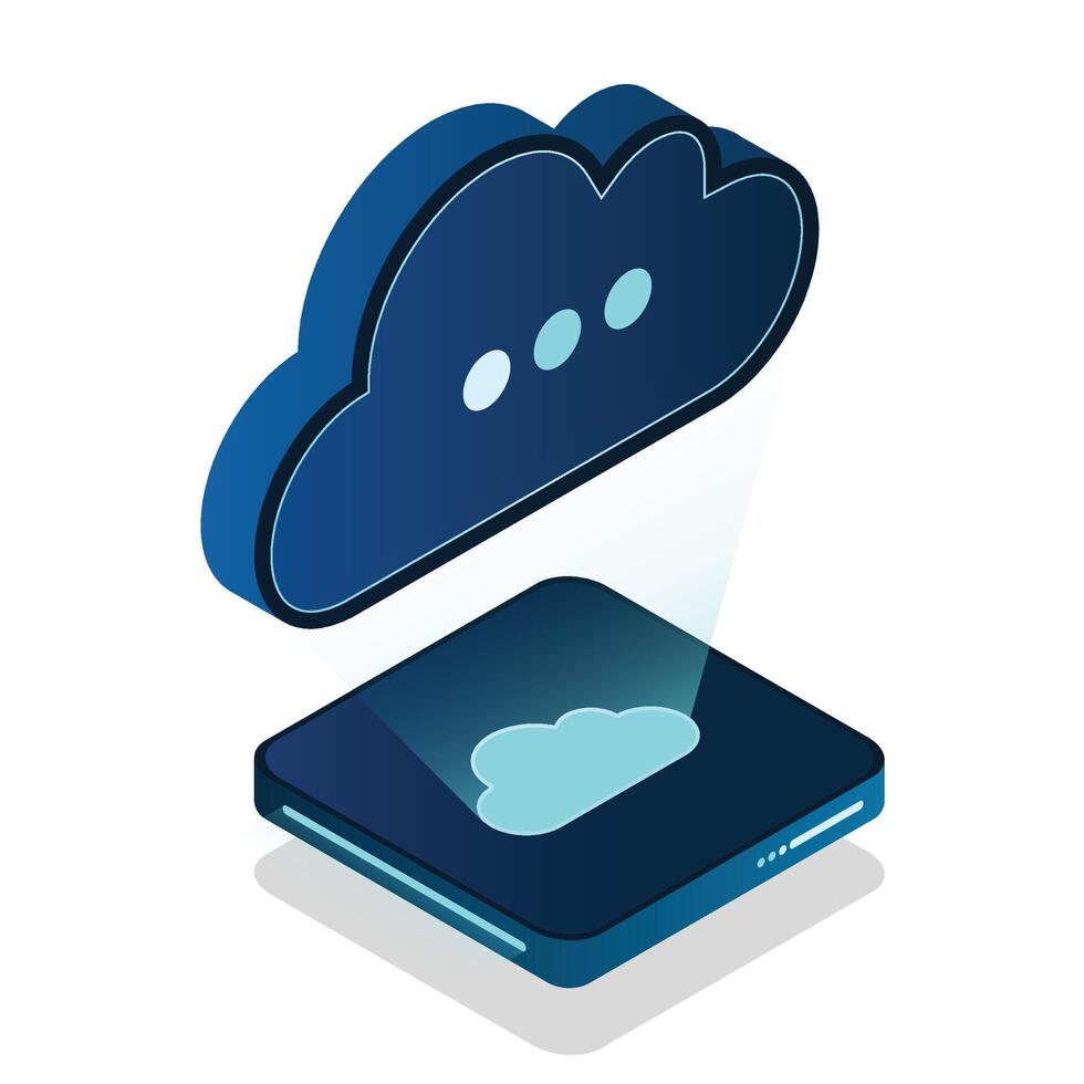 Isometric Cloud Database Cloud Computing And File Cloud Storage