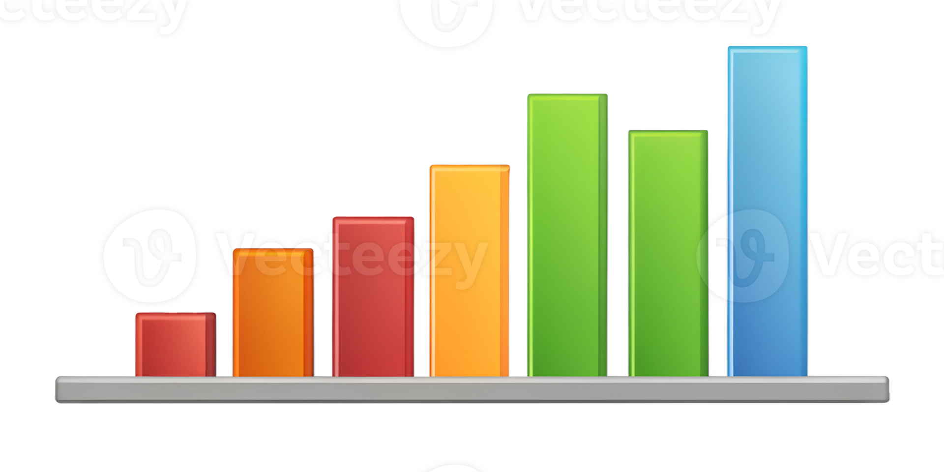 Colorful bar chart with rising columns, isolated on transparent background 49099448 PNG
