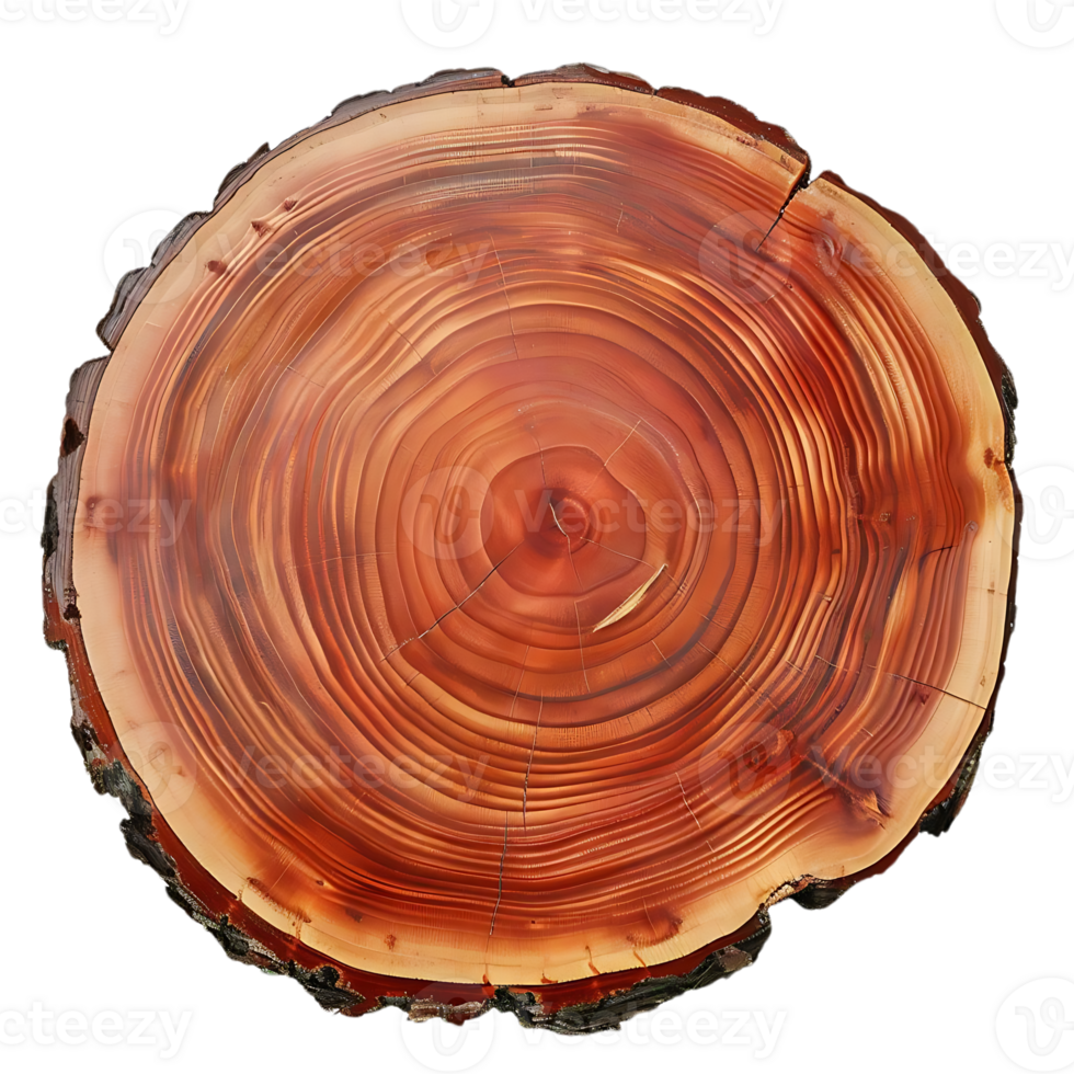 Close-up View of a Tree Trunk Cross-Section with a Transparent Background, Revealing the ...