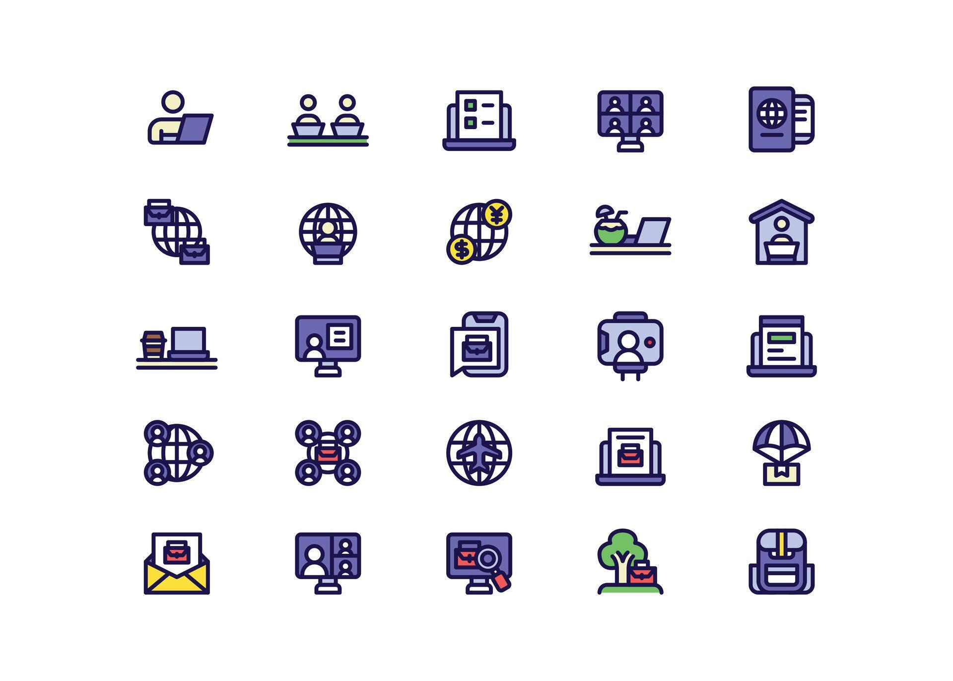 Lineal Fill Digital Nomad Icon Set 49107436 Vector Art at Vecteezy