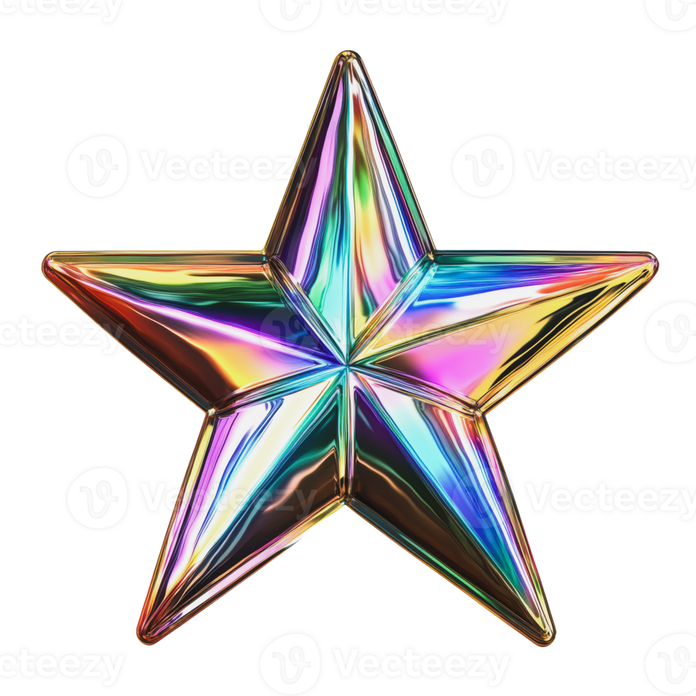 Shiny metallic star decoration with rainbow finish 49111645 PNG