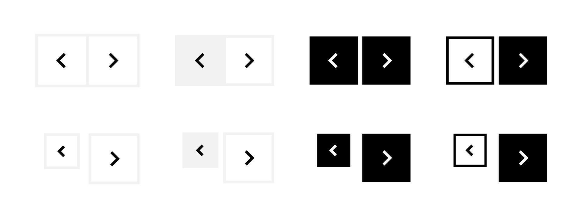 Slider Arrow Buttons Icon Set Website Slider Navigation Symbols Next And Previous Squared