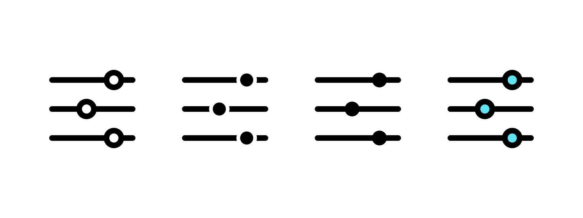 Settings button icon. Volume level slider symbol. Adjustment button for ...
