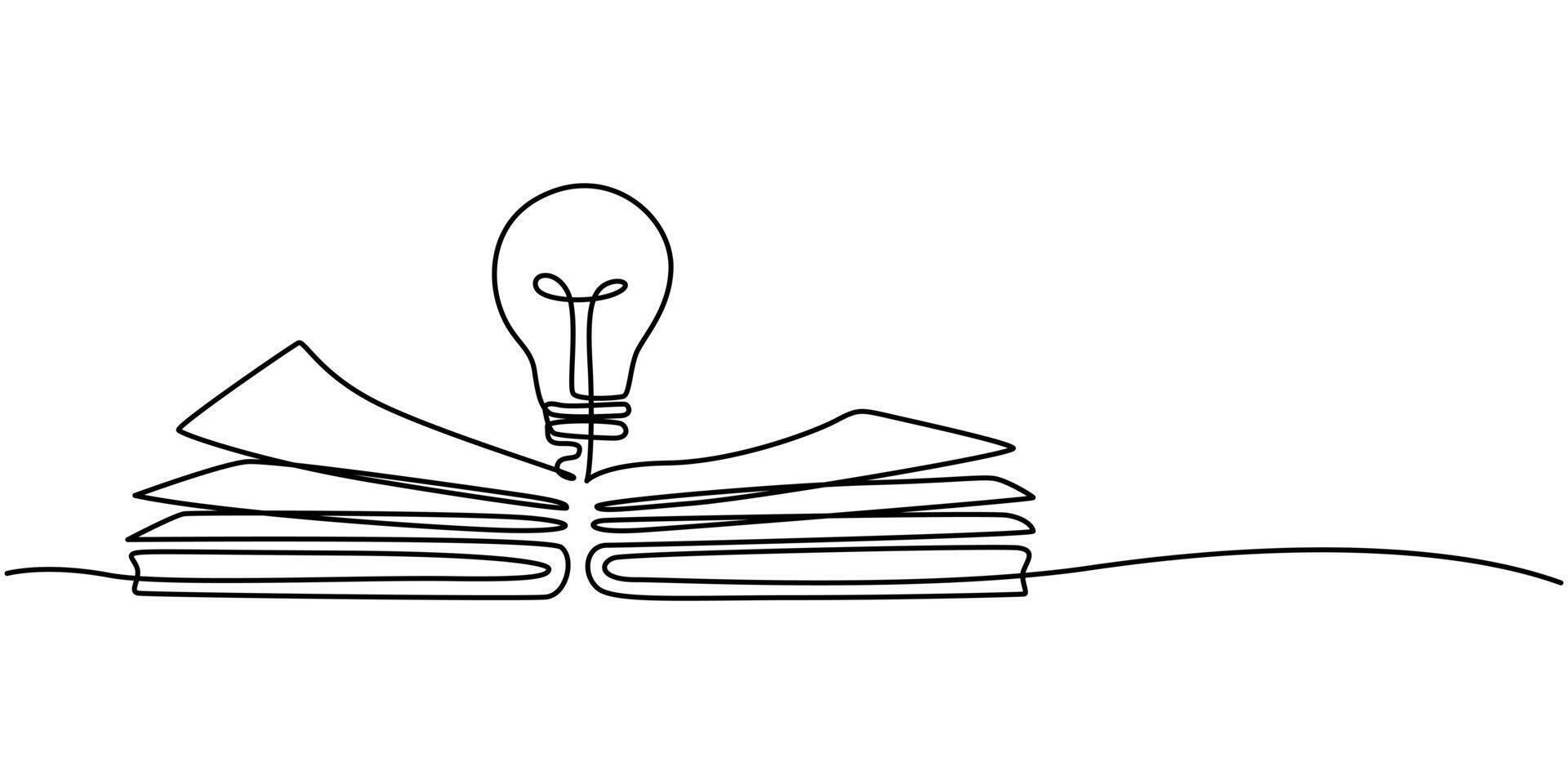 Light bulb above book continuous one line art drawing 49122597 Vector ...